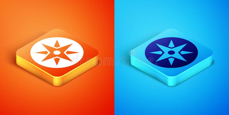 Isometric Wind Rose Icon Isolated on Orange and Blue Background ...