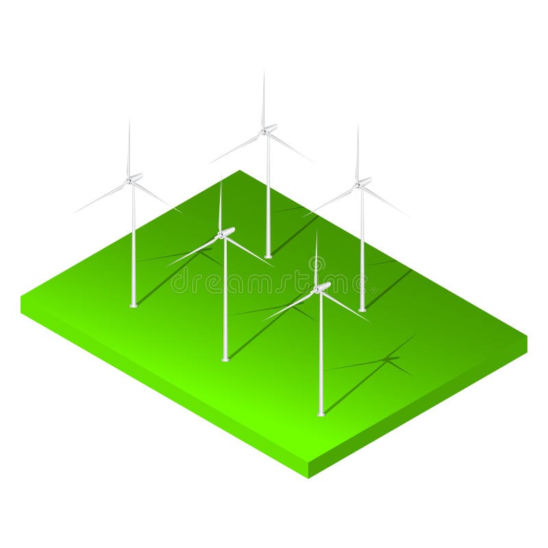 Isometric wind farm stock vector. Illustration of pictogram - 31384423