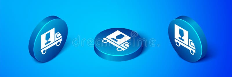 Isometric Wine Truck Icon Isolated on Blue Background. Fast Delivery ...