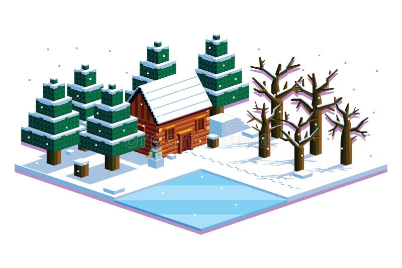 Isometric Winter Forest Scene Isolated Illustration Stock Illustration ...