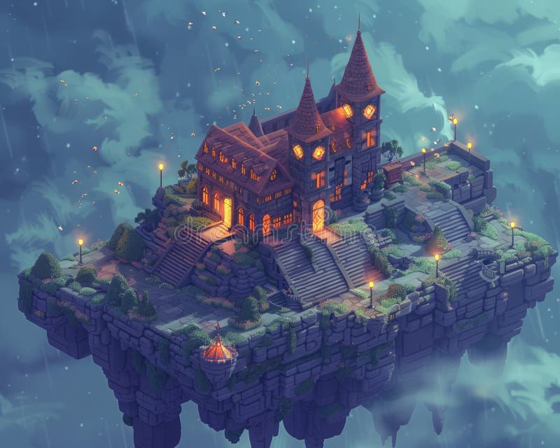 Isometric Wizard School on a Floating Island with Magic Duels and ...