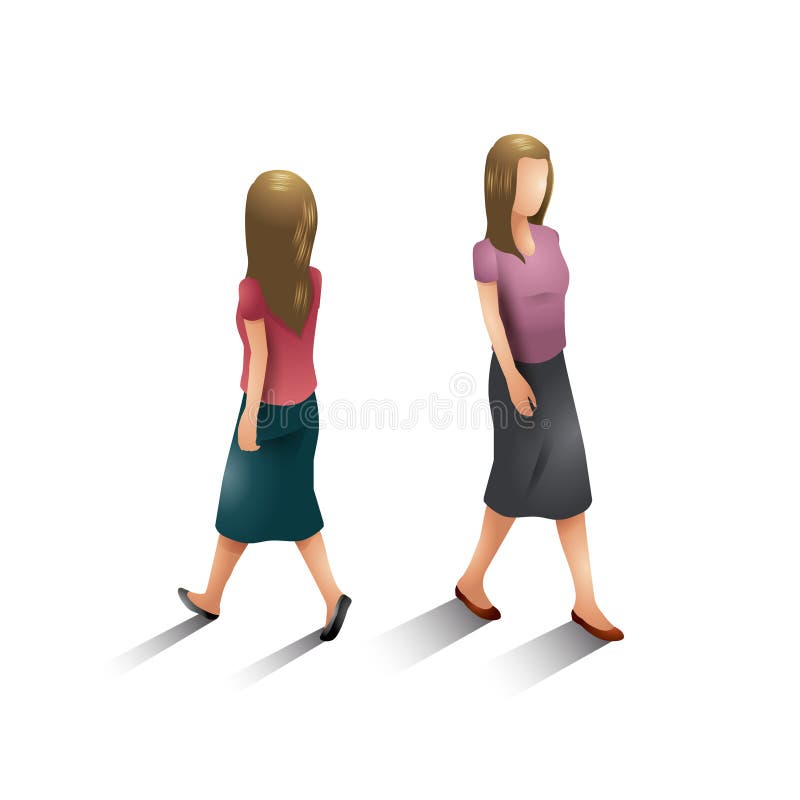 Isometric Women. Vector Illustration Decorative Design Stock Vector ...