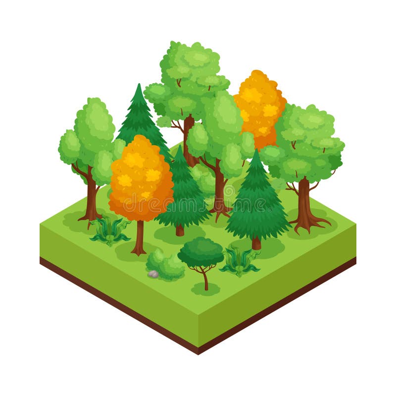 Isometric Wood Forest Composition Stock Vector - Illustration of ...
