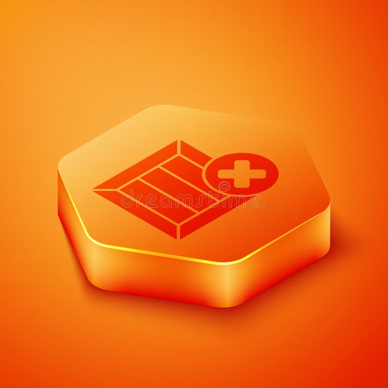 Isometric Wooden Box and Delete Icon Isolated on Orange Background. Box ...