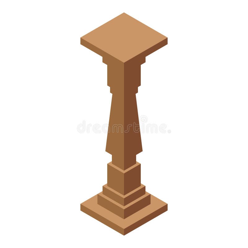 Wooden Column Standing Tall on White Background Stock Illustration ...