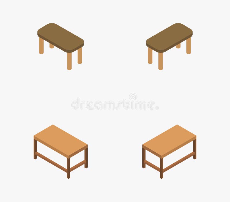 Isometric Wooden Table Icon Illustrated in Vector on White Background ...