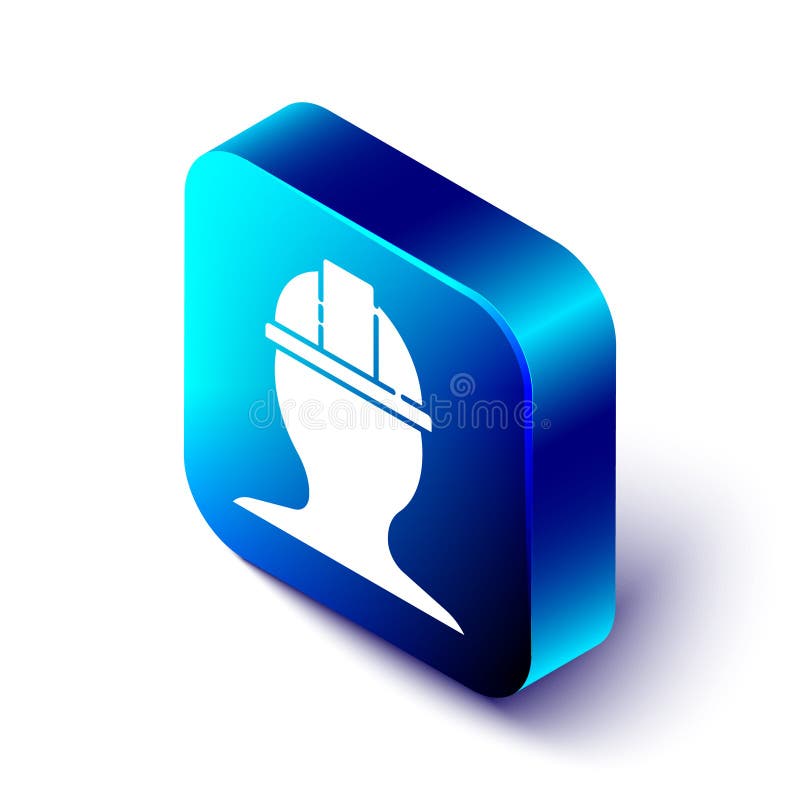 Isometric Worker Safety Helmet Icon Isolated on White Background. Blue ...