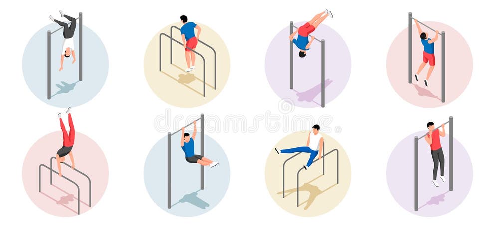 Isometric Workout Compositions Set Stock Vector - Illustration of ...