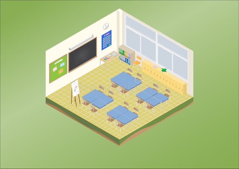 Isometric Workshop Classroom Stock Illustration - Illustration of ...