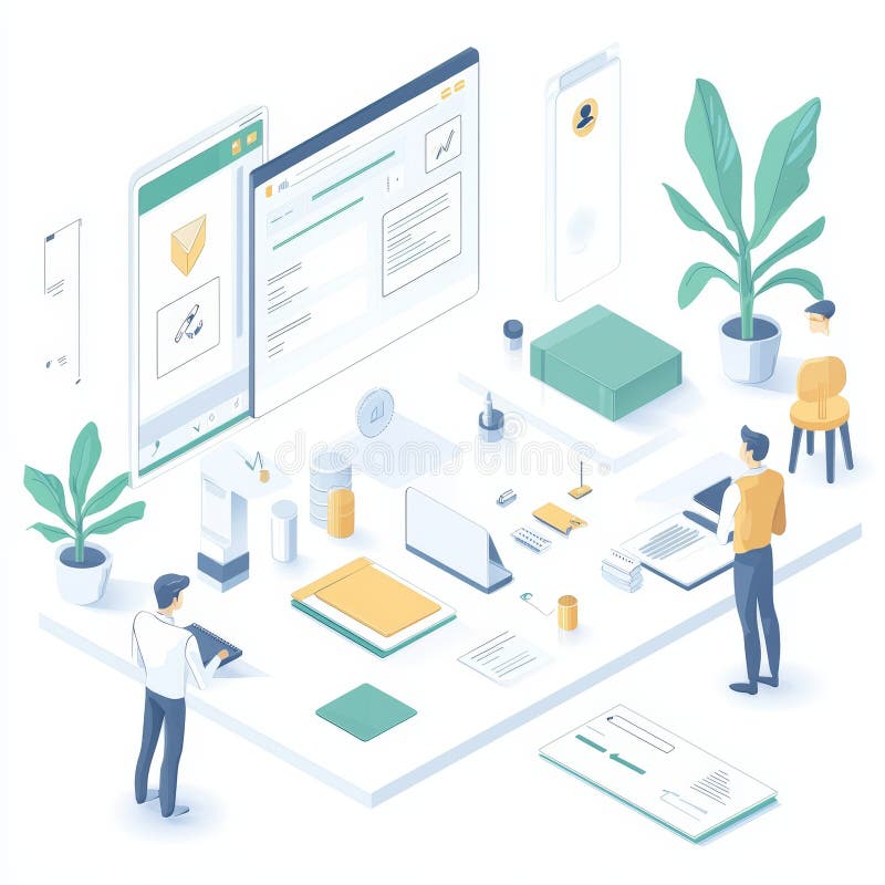 Isometric Workspace with Digital Communication and Task Management ...