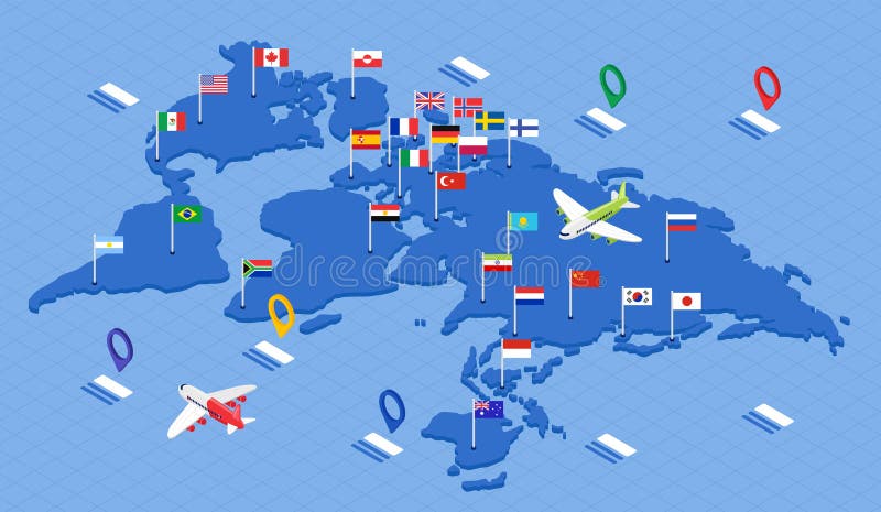 Isometric World Map Composition Stock Illustration - Illustration of ...