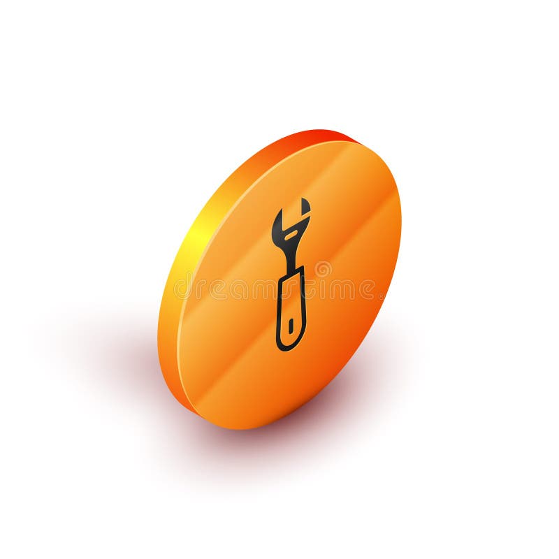 Isometric Wrench Spanner Icon Isolated on White Background. Orange ...