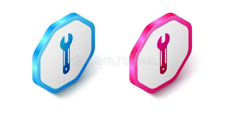 Isometric Wrench Spanner Icon Isolated on White Background. Spanner ...
