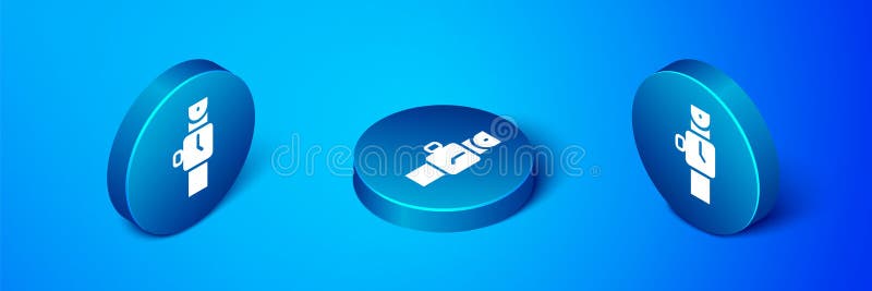Isometric Wrist Watch Icon Isolated on Blue Background. Wristwatch Icon ...