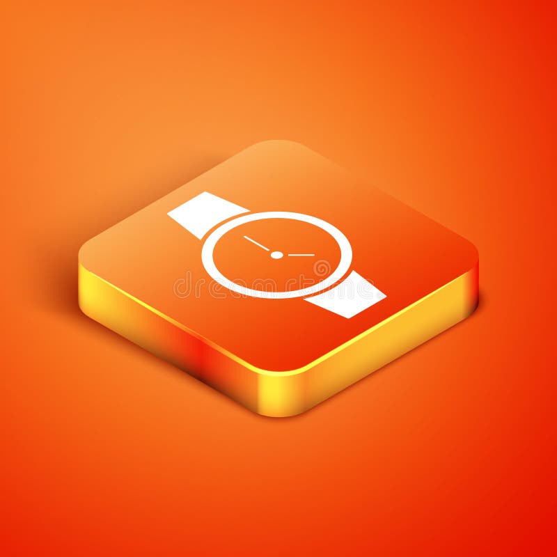 Isometric Wrist Watch Icon Isolated on Orange Background. Wristwatch ...