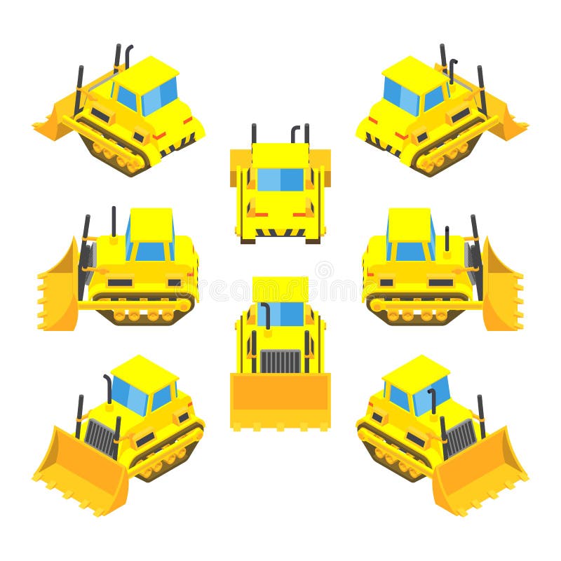 Isometric yellow bulldozer stock vector. Illustration of hydraulic ...