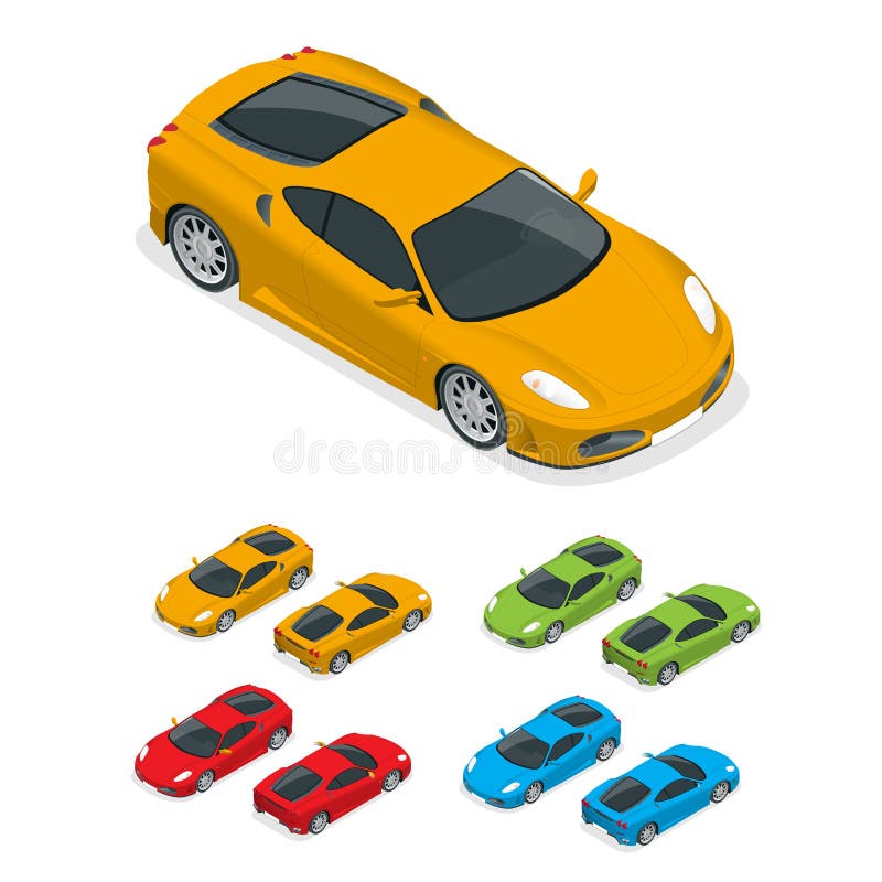 Isometric Yellow Sports Car Stock Vector - Illustration of speed, race ...