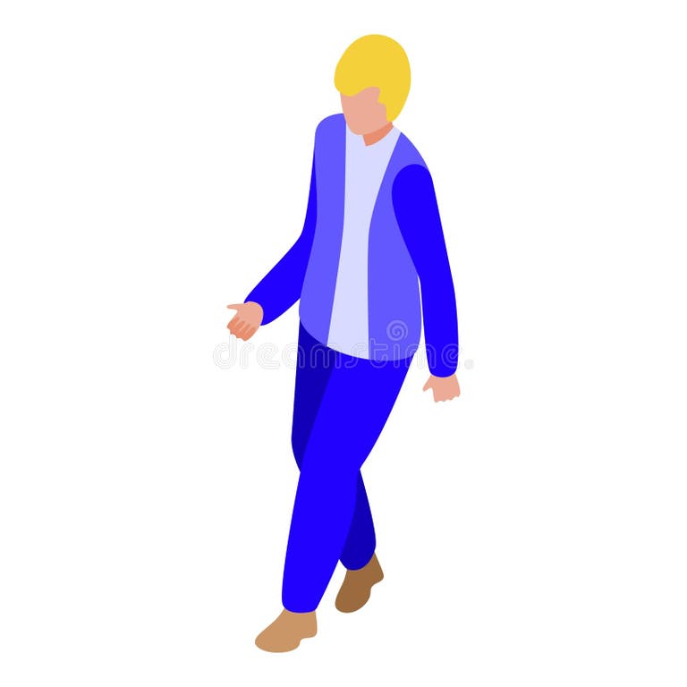 Isometric Young Man in Blue Clothes Walking Stock Vector - Illustration ...