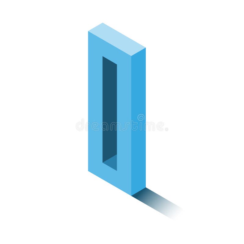 Isometric Zero Blue Icon, 3d Character with Shadow Stock Vector ...