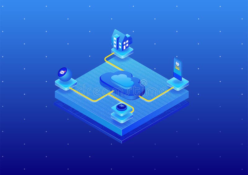 Cloud Computing and Smart Home Concept. 3d Isometric Vector ...