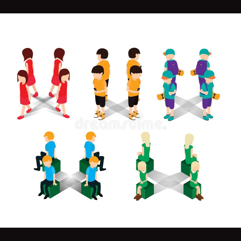 Isometric Group Of People Sitting On Chairs. Vector Illustration ...