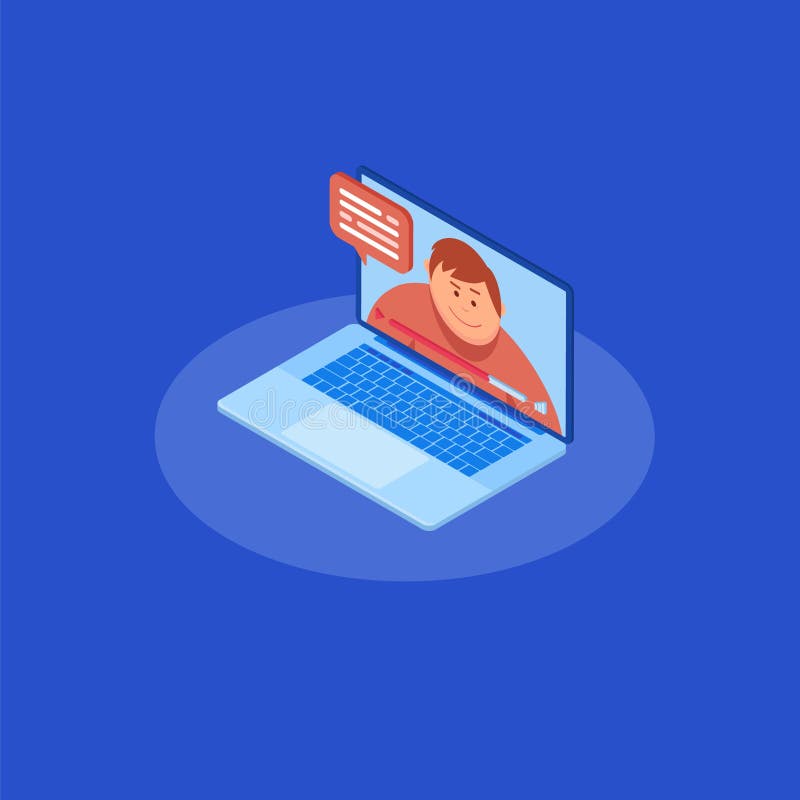 Isometrics Video Chatting Online on Computer Stock Vector ...