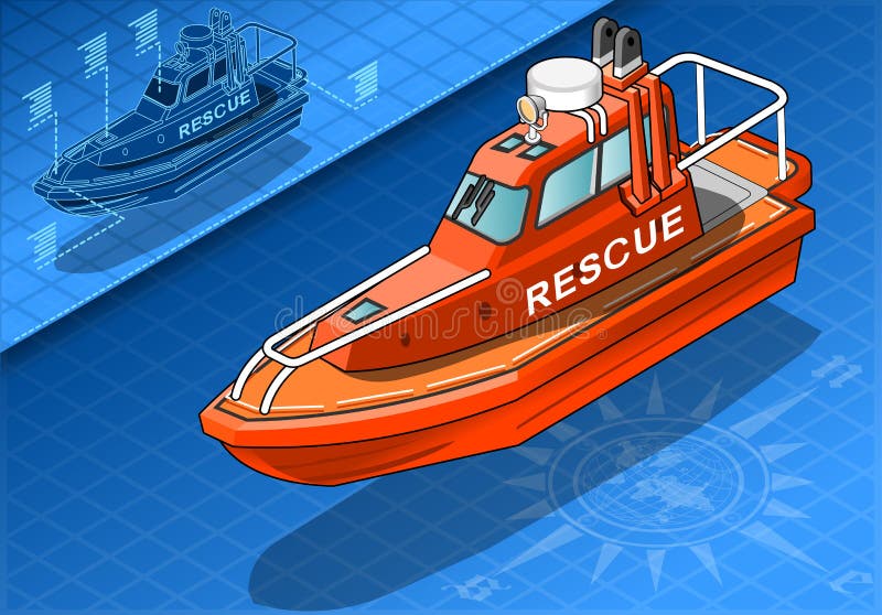 Isometrisches Rettungsboot in Front View Vektor Abbildung ...