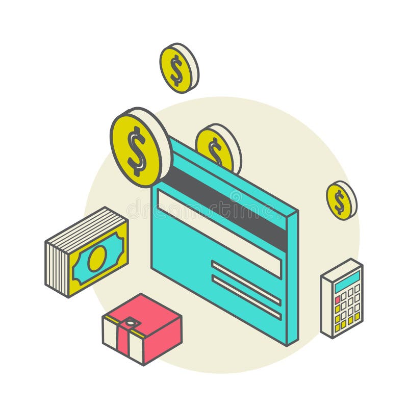 Isometrisk Stil Med Kontokort Vektor Illustrationer - Illustration av ...