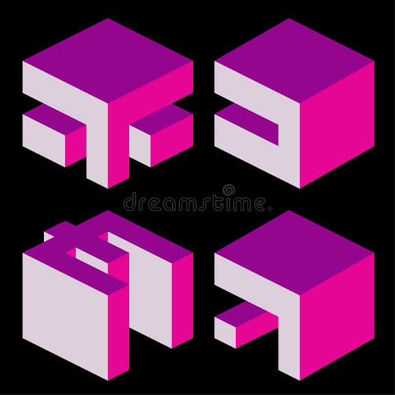 Isometriska Objekt I Axonometric Sikt Vektor Illustrationer ...