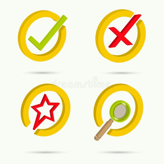 Isometriska symboler vektor illustrationer. Illustration av bekräfta ...