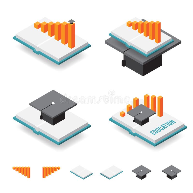 Isometriska Utbildningssymboler Vektor Illustrationer - Illustration av ...