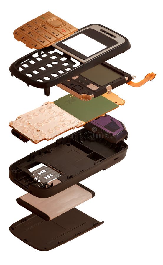 Isometry. the Disassembled Mobile Phone Isolated on a White Back Stock ...
