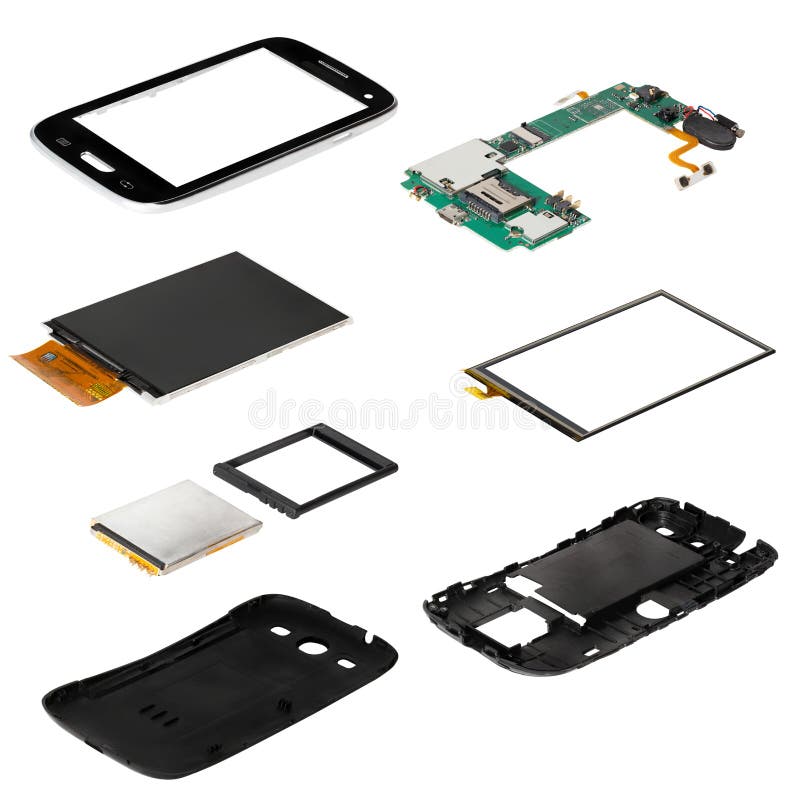 Disassembled Smartphone Isolated on White Background Stock Photo ...