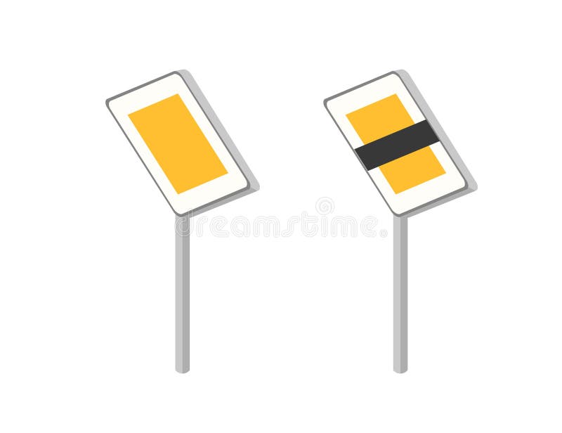 Isometry Set of Two Rectangular Traffic Signs with Yellow and Black ...