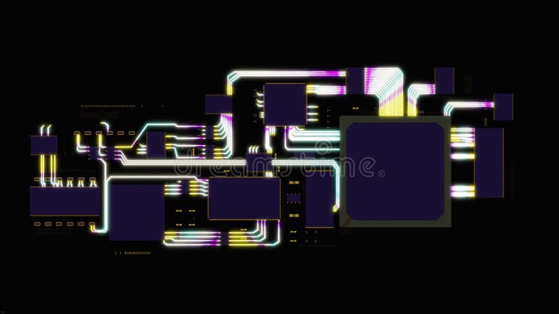 View of the Chip and Data Flow Animation in Pastel Colors, 3d Rendering ...