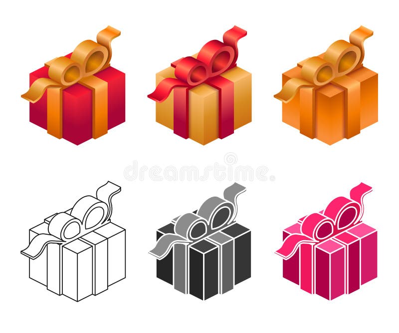 Isometric gift box stock illustration. Illustration of ribbon - 260560025