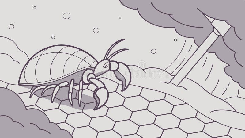 Isopod Creature in Abstract Landscape, Unique Arthropod Art, Vector ...