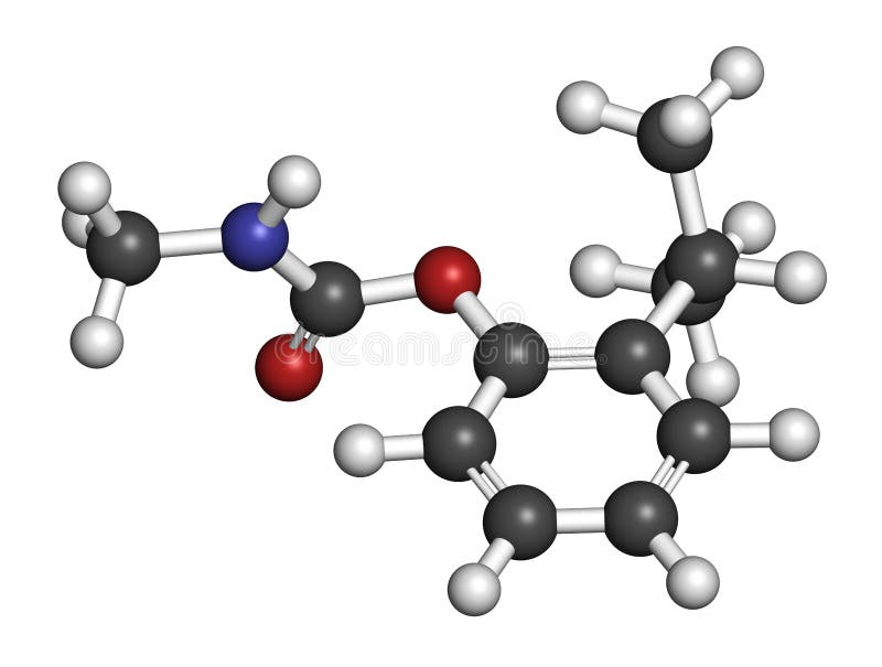 Isoprocarb Insecticide Molecule. 3D Rendering. Atoms are Represented As ...
