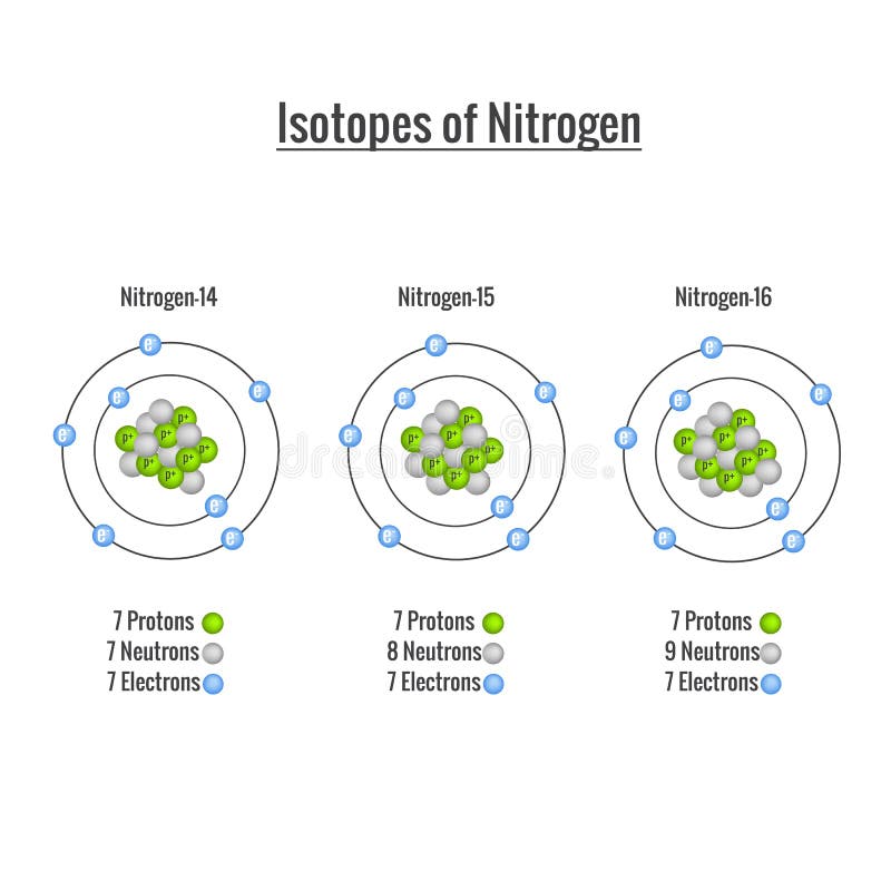 Isotopes of Nitrogen Vector Illustration Stock Vector - Illustration of ...