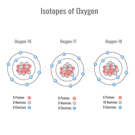 Isotopes of Oxygen Vector Illustration Stock Vector - Illustration of ...
