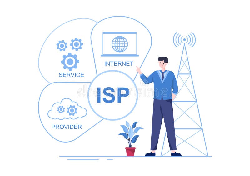 ISP or Internet Service Provider Illustration with Keywords and Icons ...
