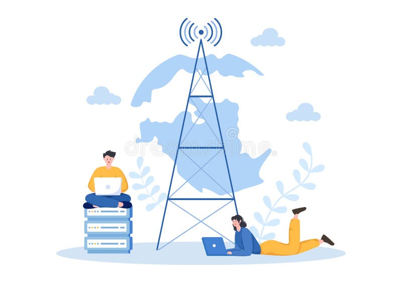 ISP or Internet Service Provider Illustration with Keywords and Icons ...