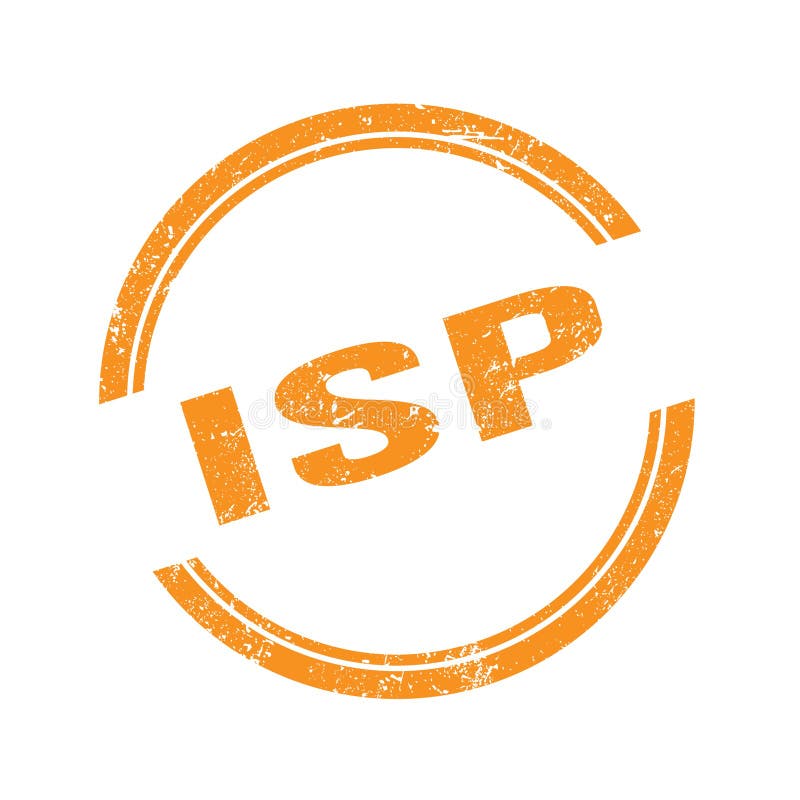 ISP Text Written on Orange Grungy Round Stamp Stock Illustration ...