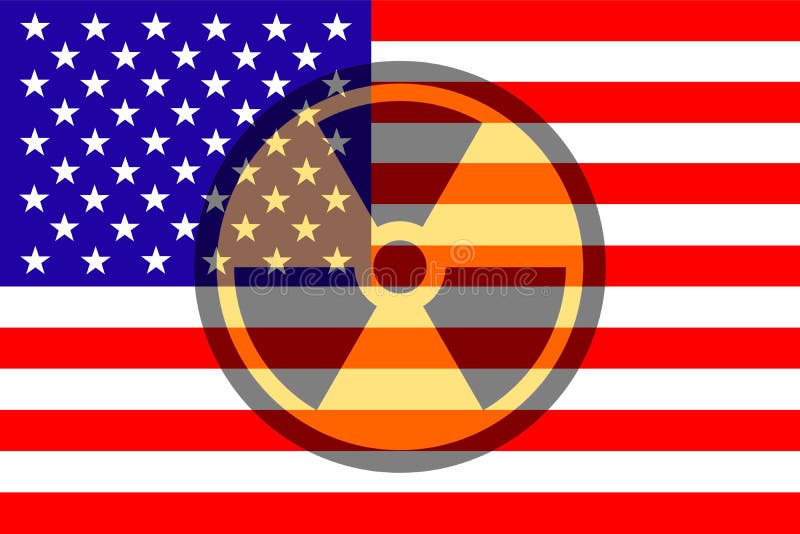 United States of America USA. Nuclear Weapons. USA Flag with Chemical ...