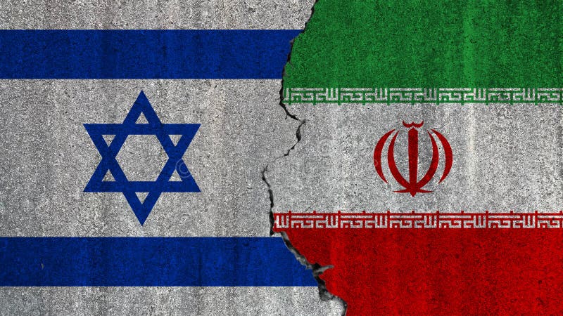 Israel Against Iran, the Flags of the Two Countries Painted on a ...