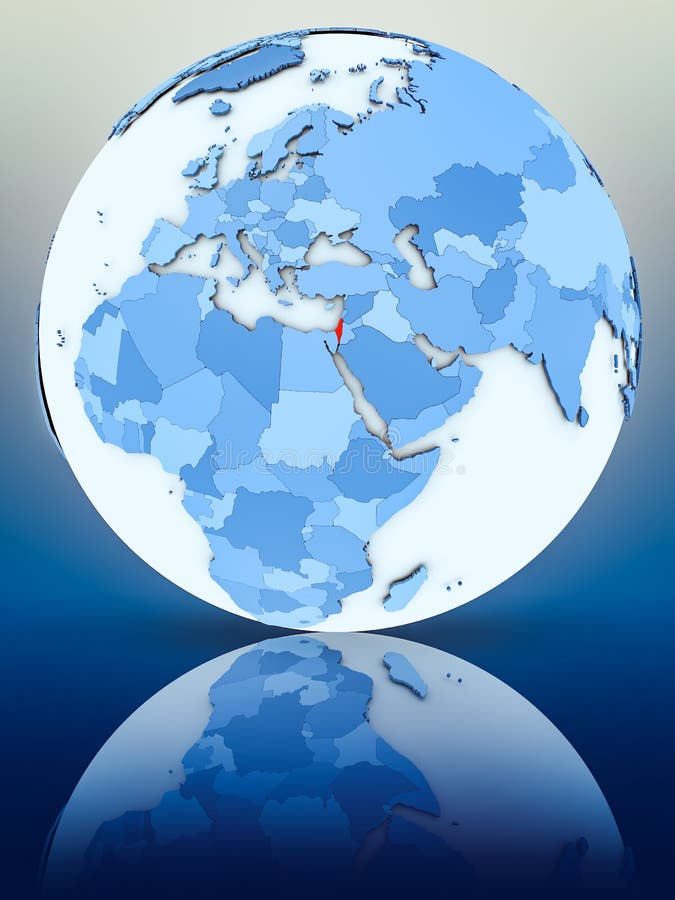 Israel on blue globe stock illustration. Illustration of reflection ...