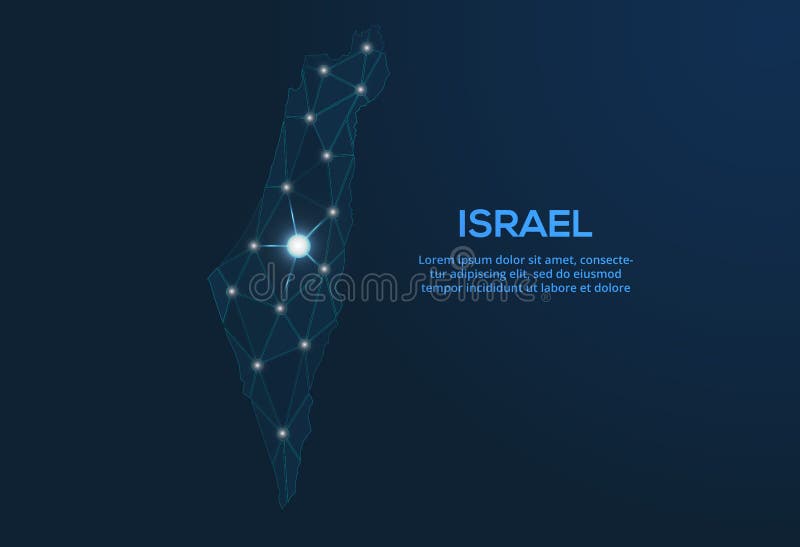 Israel Communication Network Map. Vector Low Poly Image of a Global Map ...
