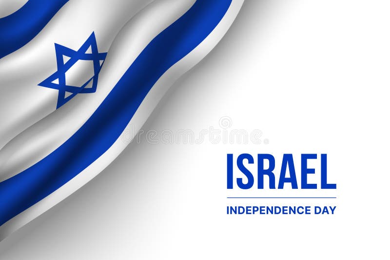 Israel Country Realistic Flag and Text Stock Vector - Illustration of ...