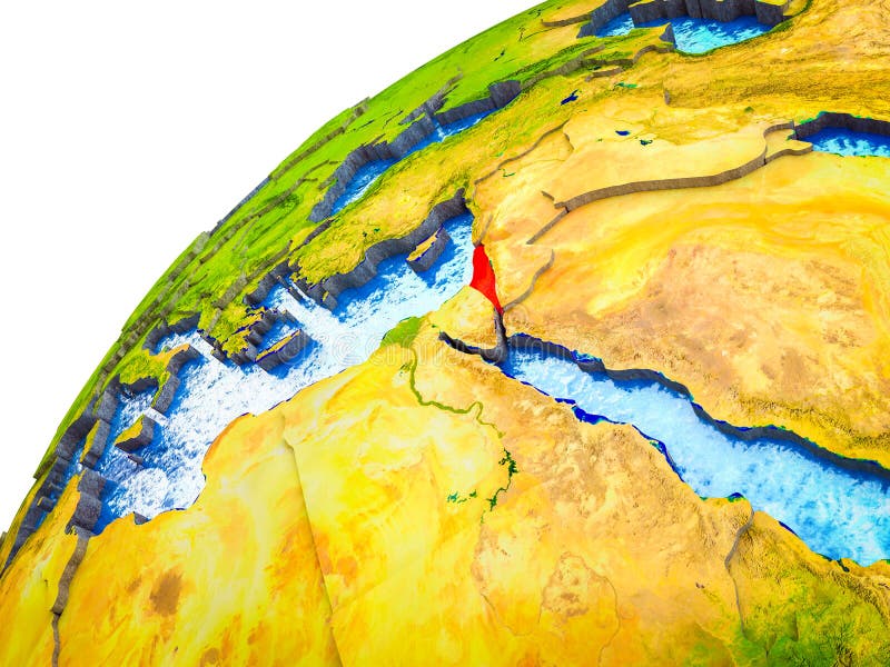 Israel on 3D Earth stock illustration. Illustration of political ...