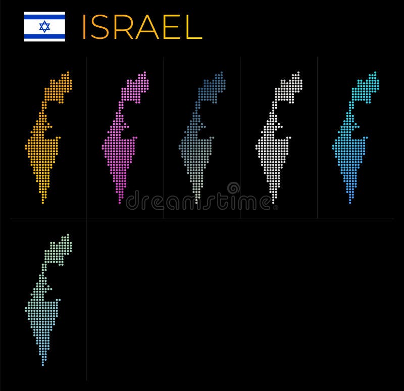 Israel dotted map set. stock vector. Illustration of cartography ...